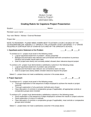 Fillable Online ucdenver Grading Rubric for Capstone Project ...