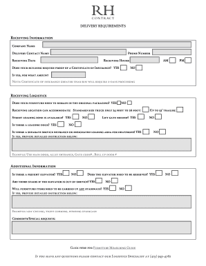 Fillable Online Delivery Requirements Form 081213 CB Fax Email Print ...