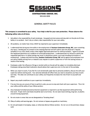Fillable Online GENERAL SAFETY RULES Fax Email Print - pdfFiller