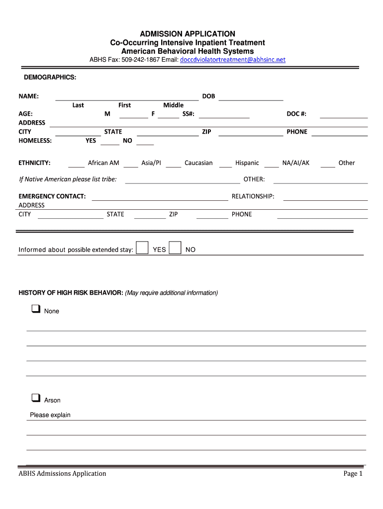 Fillable Online doc wa Co-Occurring Intensive Inpatient Treatment - doc ...