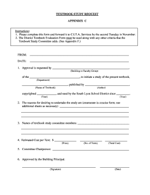Fillable Online TEXTBOOK STUDY REQUEST Fax Email Print - pdfFiller