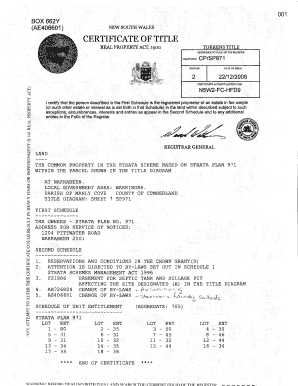 Fillable Online CERTIFICATE OF TITLE - Metropolitan Strata Reports Fax ...