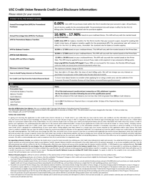 Fillable Online USC Credit Union Rewards Credit Card Disclosure ...