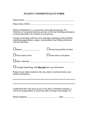 Fillable Online PATIENT CONFIDENTIALITY (NEW).doc Fax Email Print ...