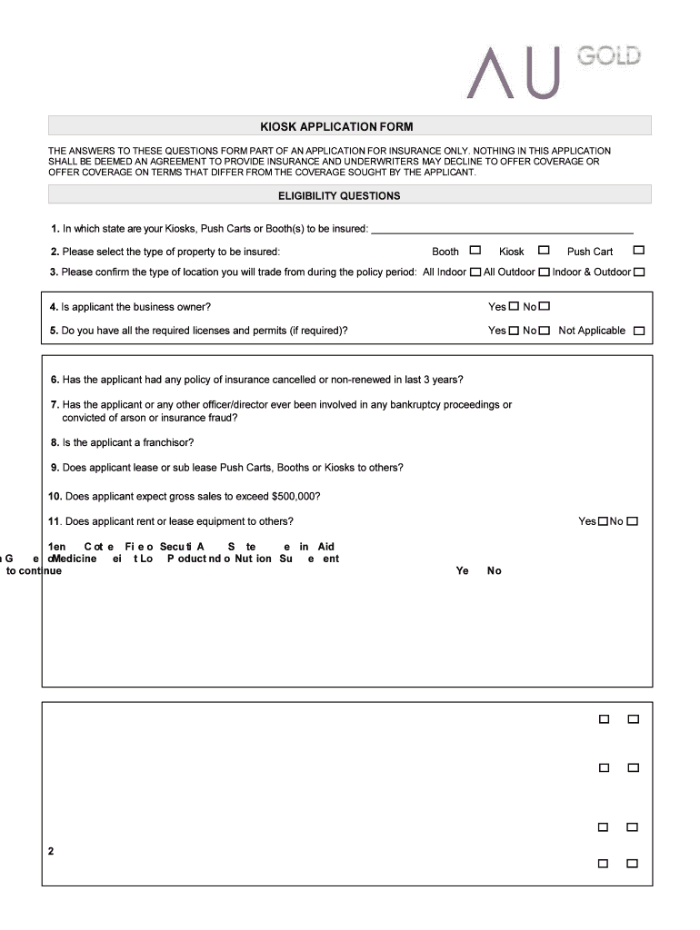 Fillable Online KIOSK APPLICATION FORM Fax Email Print - pdfFiller