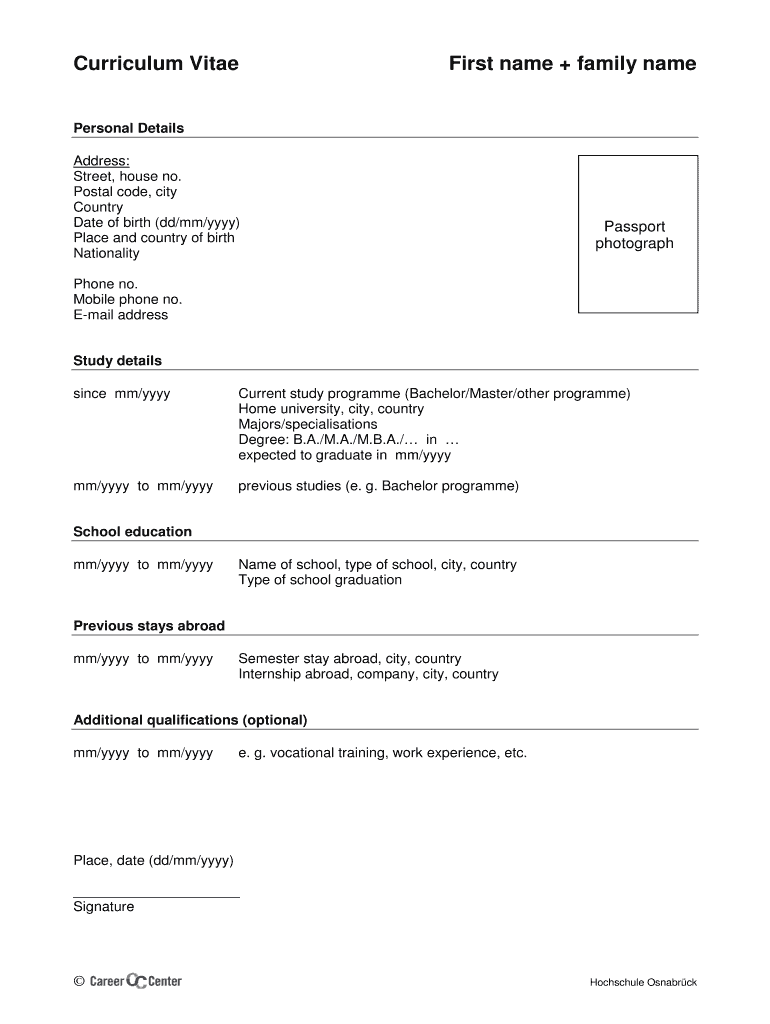 Fillable Online CV Sample Fax Email Print - pdfFiller