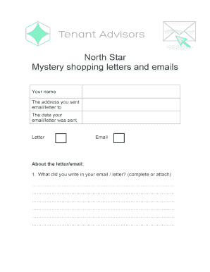 Fillable Online northstarhg co Mystery Shopping form - letters and ...