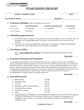 Fillable Online INTAKE SESSION CHECKLIST Fax Email Print - pdfFiller