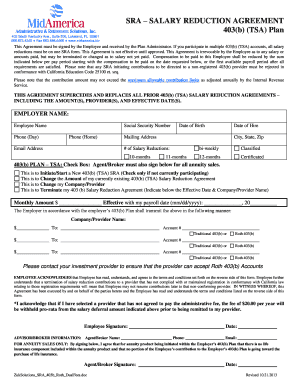 Fillable Online SRA SALARY REDUCTION AGREEMENT Fax Email Print - pdfFiller