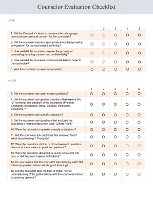 Fillable Online headhearthand Counselor Evaluation Checklist Fax Email ...