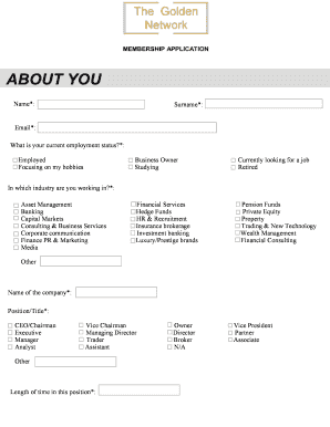 Fillable Online thegoldennetwork co What is your current employment ...