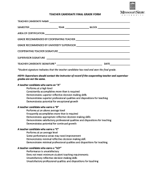 Fillable Online education missouristate SEMESTER YEAR BLOCK Fax Email Print - pdfFiller