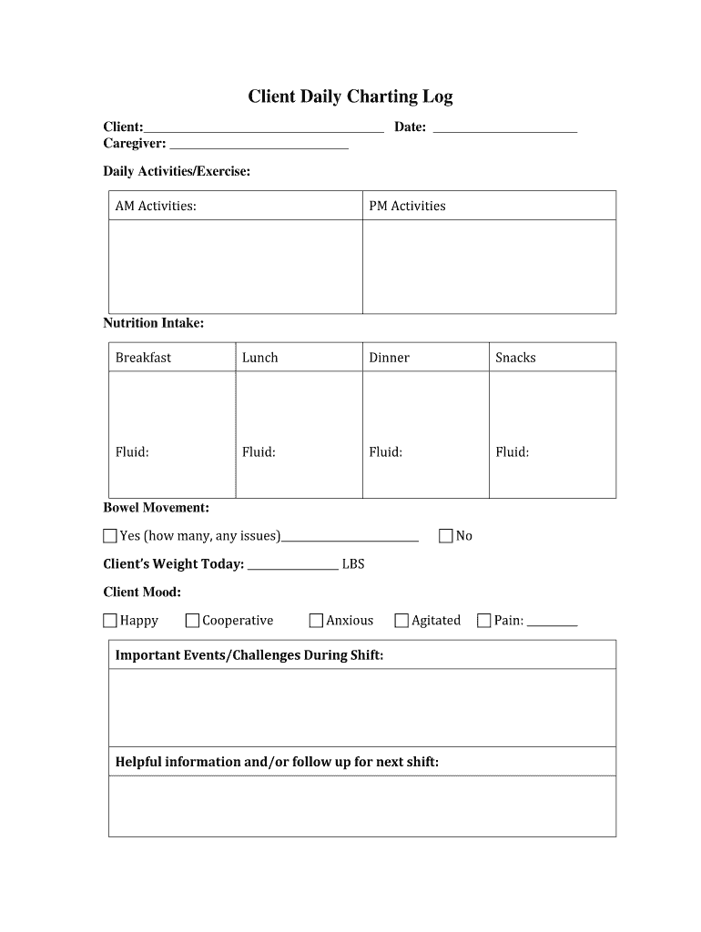 Fillable Online Daily Charting Form - Coast Care Partners Fax Email ...