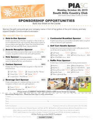 Fillable Online piasc SPONSORSHIP OPPORTUNITIES - piasc.org Fax Email ...