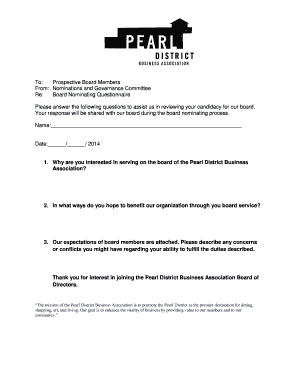 Fillable Online Prospective Board Members Fax Email Print - pdfFiller