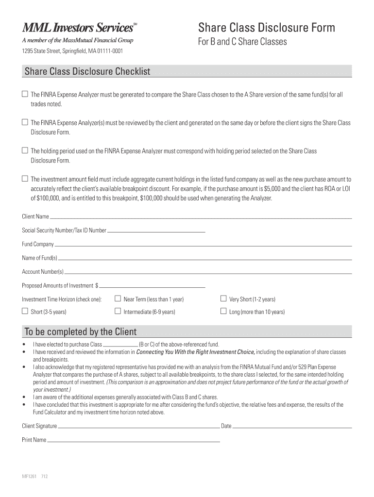Fillable Online Share Class Disclosure Form Fax Email Print - pdfFiller