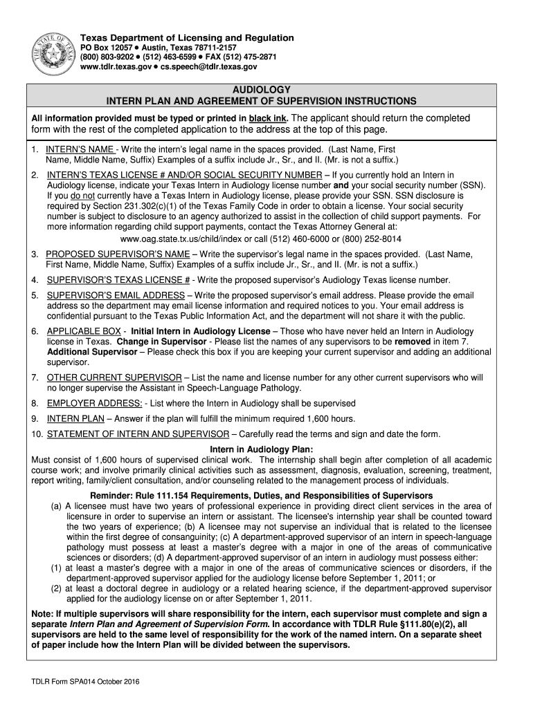 Fillable Online Speech Language Pathologists and ... - TDLR - Texas.gov ...