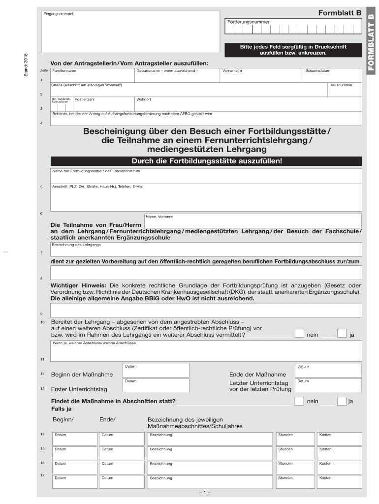 Fillable Online aufstiegs-bafoeg Formblatt B Fax Email Print - pdfFiller