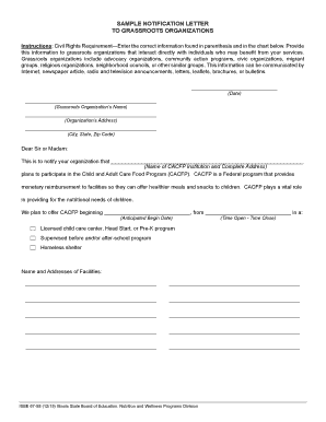 Fillable Online isbe 67-58 Sample Notification Letter Grassroots ...