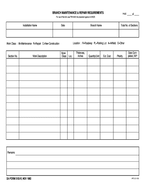 Fillable Online apd army BRANCH MAINTENANCE & REPAIR REQUIREMENTS. DA ...