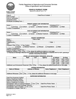 Fillable Online VEHICLE PURSUIT FORM Fax Email Print - pdfFiller