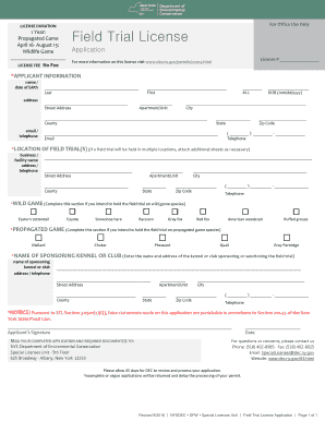 Fillable Online dec ny NYSDEC Field Trial License. NYSDEC Field Trial ...