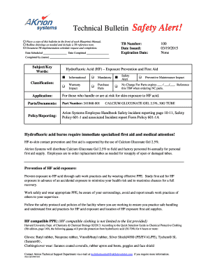 Fillable Online Technical Bulletin Safety Alert! - Akrion Systems Fax ...