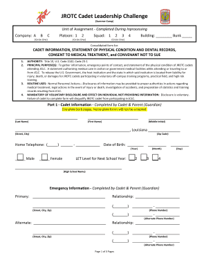 Fillable Online JROTC Cadet Leadership Challenge (JCLC) Fax Email Print ...