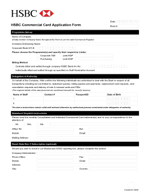 Fillable Online D D M M Y Y Y Y HSBC Commercial Card Application Form ...