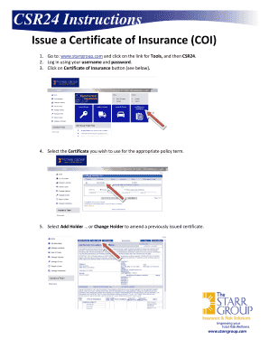 Fillable Online CSR24 Instructions - starrgroup.com Fax Email Print ...