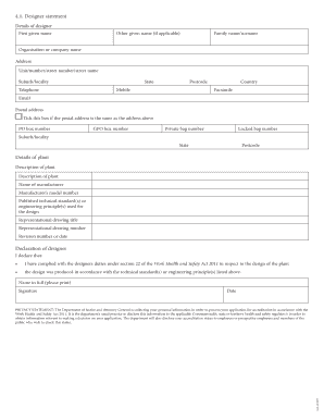 Fillable Online Designer statement. Designer statement for plant design ...