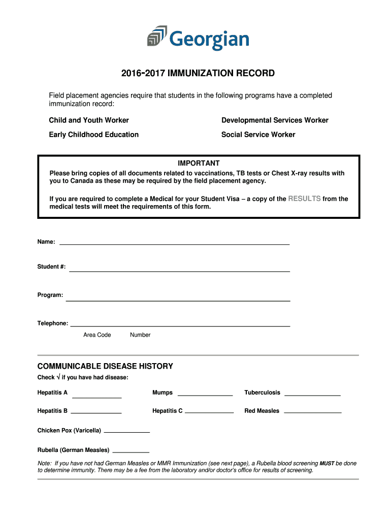 Fillable Online immunization record: Fax Email Print - pdfFiller