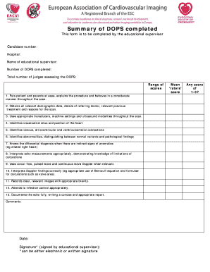 Fillable Online escardio Summary of DOPs completed. EAE Accreditation ...