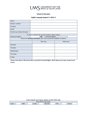 Fillable Online uws ac Banner number Fax Email Print - pdfFiller