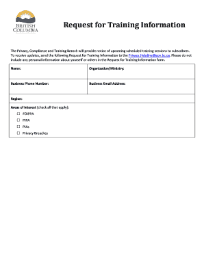 Fillable Online Request for Training Information. If you d like to be ...