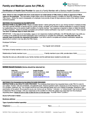 Fillable Online Family and Medical Leave Act (FMLA) - nhrmc Fax Email ...