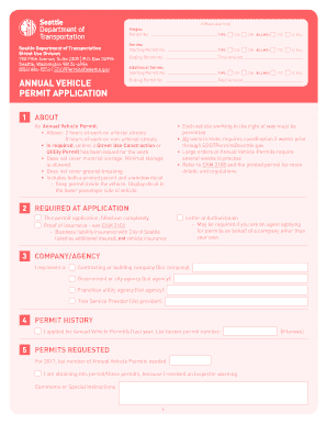 Fillable Online seattle ANNUAL VEHICLE PERMIT APPLICATION Fax Email ...