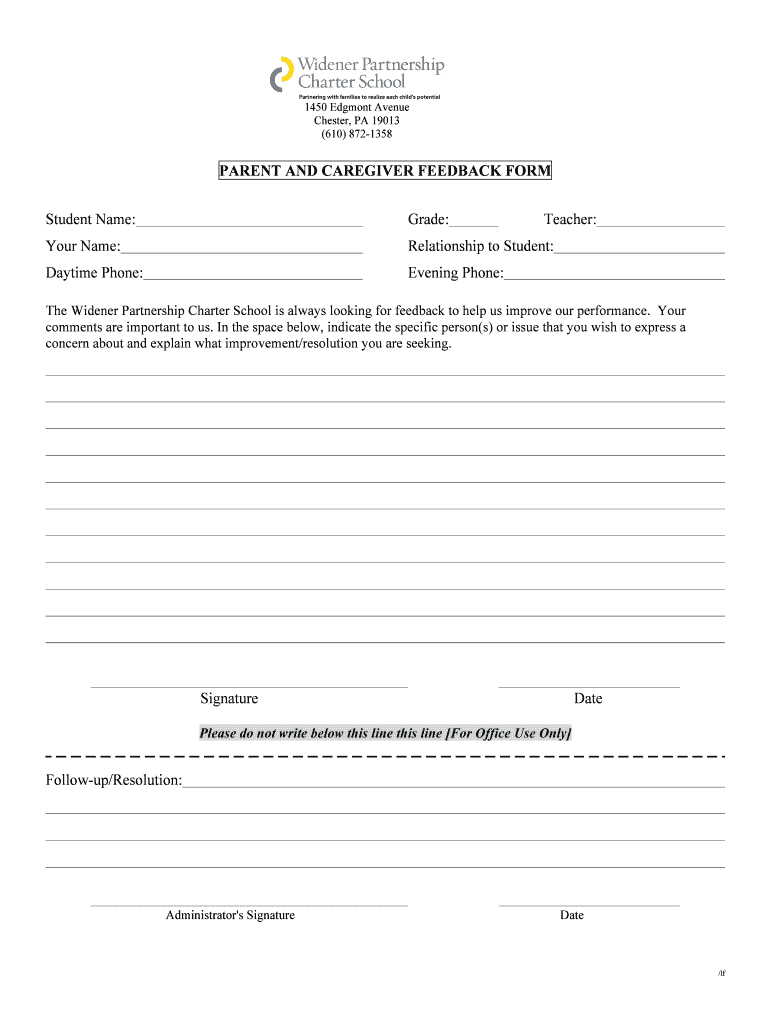 Fillable Online Parent Feedback Form - WPCS Fax Email Print - pdfFiller