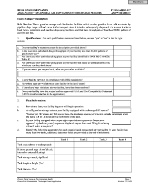 Fillable Online deq state or bulk gasoline plants assignment to general air contaminant ...