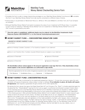 Fillable Online Money Market Checkwriting Service Form Fax Email Print - pdfFiller
