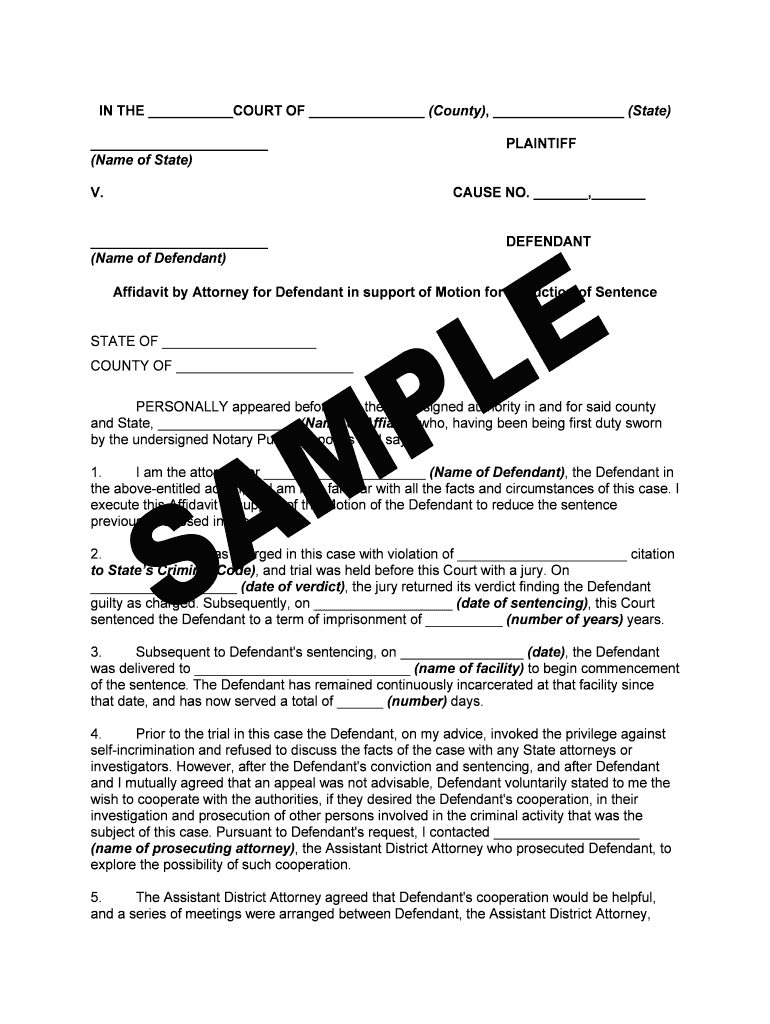 Fillable Online Affidavit By attorney for defendant In support of ...