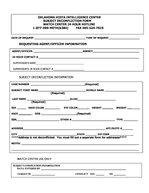 Fillable Online OKLAHOMA HIDTA INTELLIGENCE CENTER Fax Email Print - pdfFiller