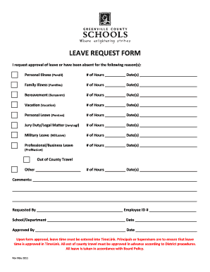 Fillable Online GCS Leave Form Form 130.60 .doc Fax Email Print - pdfFiller