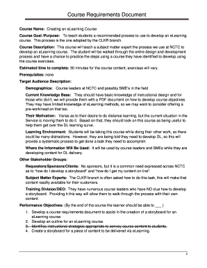 Fillable Online Course Requirements Document Fax Email Print - pdfFiller