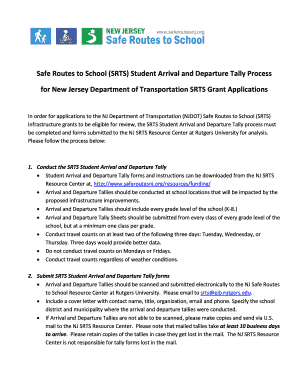 Fillable Online Safe Routes to School (SRTS) Student Arrival and ...