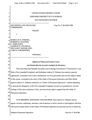 Fillable Online sec Order of Permanent Injunction and Other Relief ...