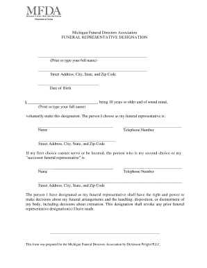 Fillable Online Michigan Funeral Directors Association Fax Email Print ...