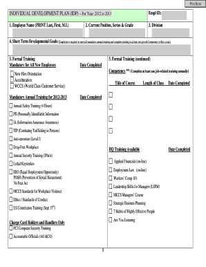 Fillable Online INDIVIDUAL DEVELOPMENT PLAN (IDP) For Year: 2012 to 2013 Fax Email Print - pdfFiller