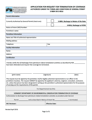 Fillable Online APPLICATION FOR REQUEST FOR TERMINATION OF COVERAGE Fax Email Print - pdfFiller