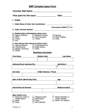 Fillable Online SMP Complex Issue Form Fax Email Print - pdfFiller